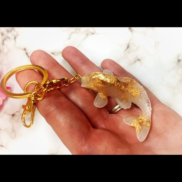 Hand Crafted | Accessories | Gold And White Koi Fish Key Ring | Poshmark
